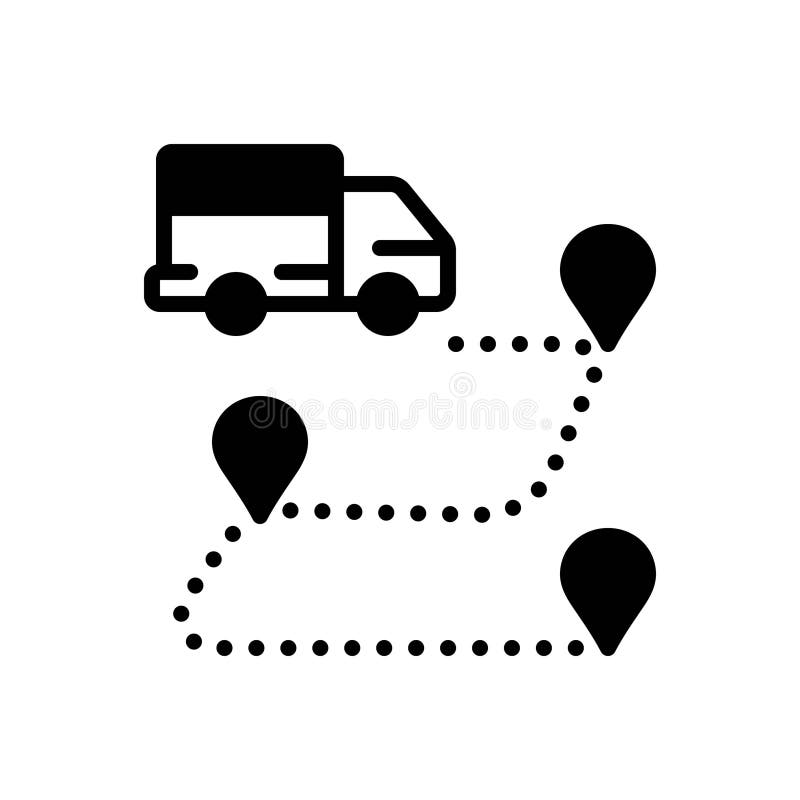Black Solid Icon for Track, Path and Truck Stock Illustration ...