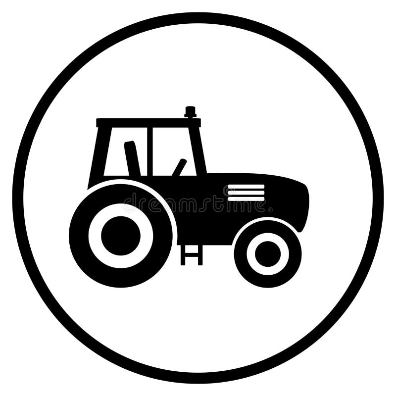 Icon of Tractor in Black Circle Stock Illustration - Illustration of ...