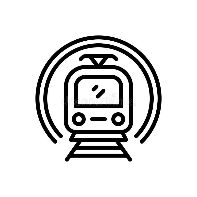 Black Line Icon for Tram, Trains and Railway Stock Vector ...