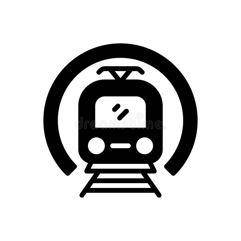 Black Solid Icon for Tram, Trains and Vehicle Stock Illustration ...