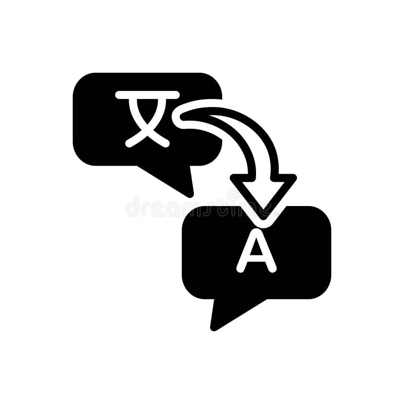 Black Solid Icon for Translate, Render and Retranslate Stock Vector ...
