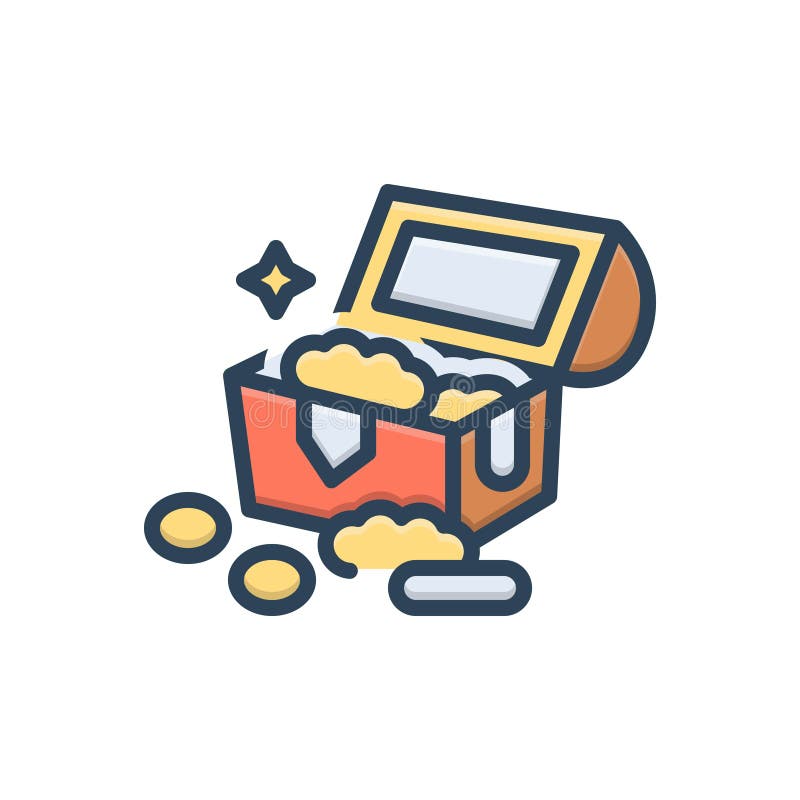 Color Illustration Icon for Treasure, Pirate Treasure and Chest Stock ...