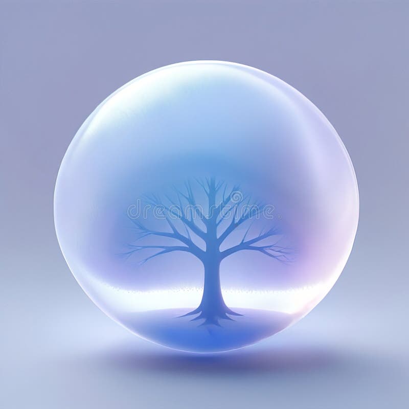 Icon of Tree, Glossy Glass Style Stock Illustration - Illustration of ...