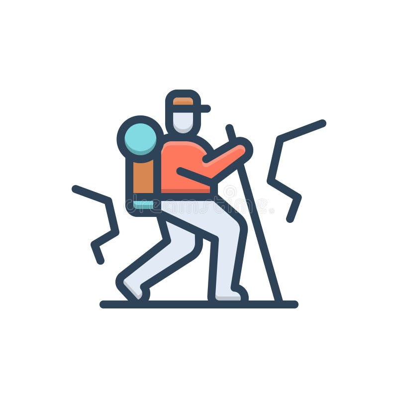 Color Illustration Icon for Trekking, Adventure and Hiker Stock ...