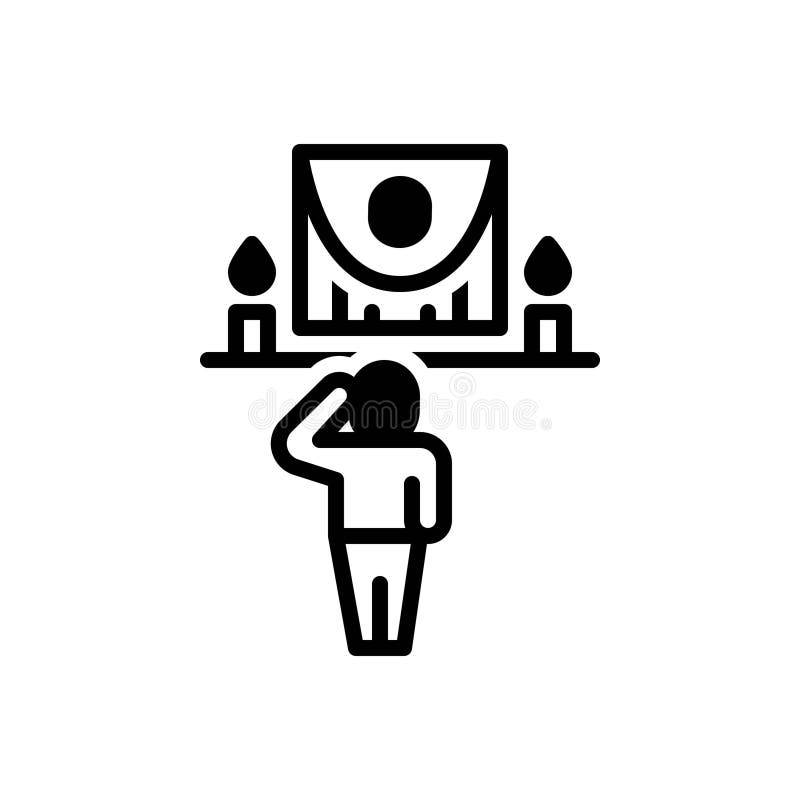 Black Solid Icon for Tribute, Homage and Memorial Stock Vector ...