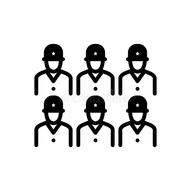 Black Solid Icon for Troop, Soldiers and Army Stock Vector ...
