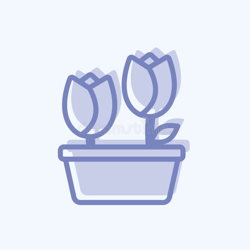 Icon Tulips in Pot. Suitable for Spring Symbol. Two Tone Style. Simple ...