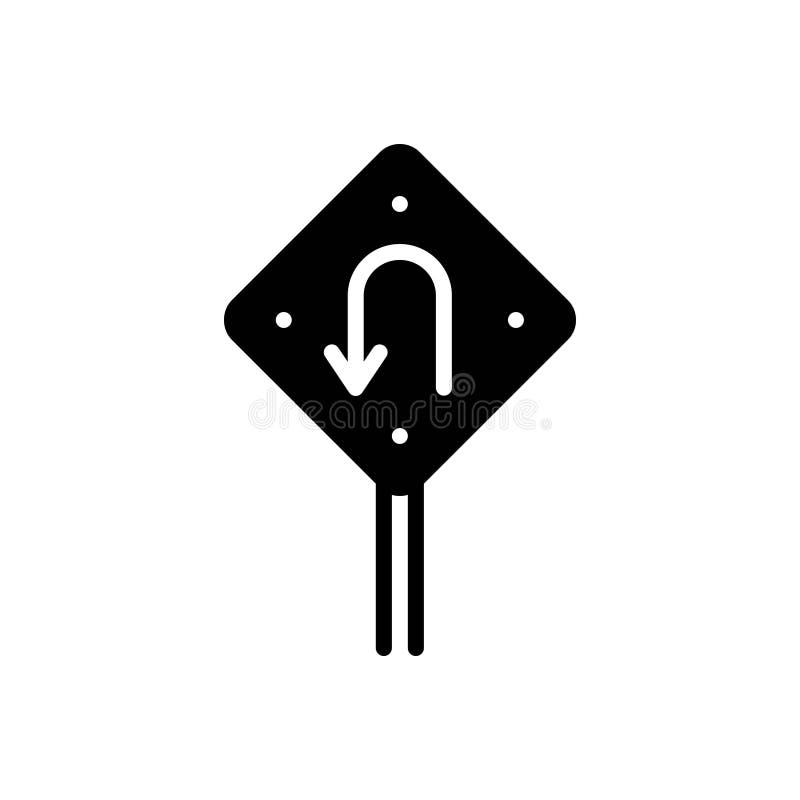 Black Solid Icon for Turn, Arrow and Road Stock Vector - Illustration ...