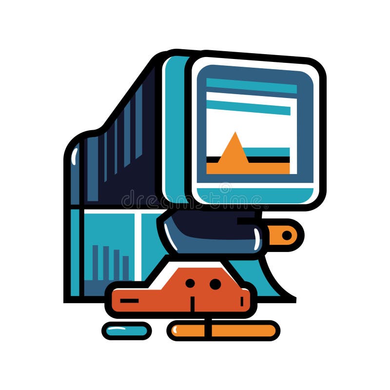 Tube TV Icon with Modern Minimalist Design and Colors. Stock Vector ...