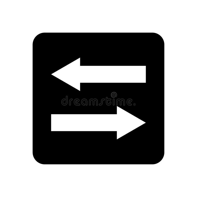 Icon with Two Arrows Black Square. Vector Illustration Stock Vector ...