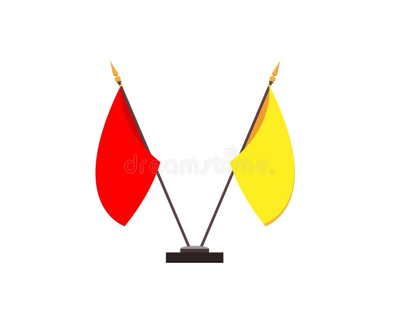 Icon of Two Flags on a Stand. Demonstration of Cooperation. Vector ...