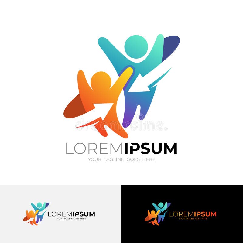 Icon of Two People Jumping and Combined with Arrows Stock Vector ...