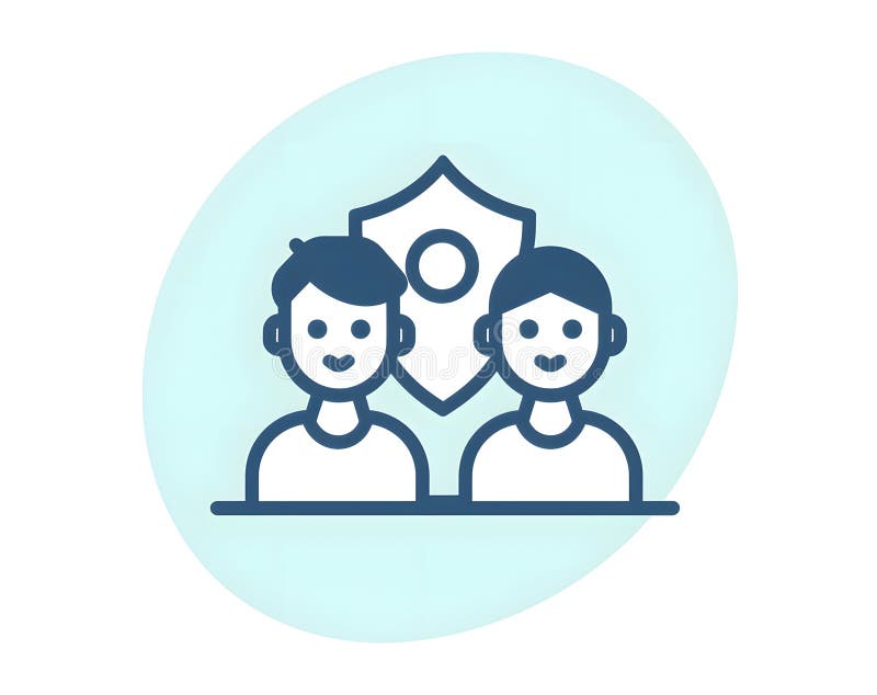 Icon of Two People with Shield, Teamwork, Collaboration, Security Stock ...