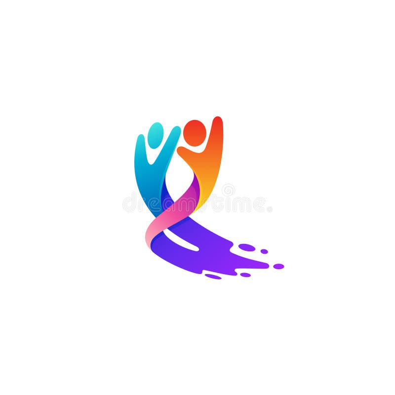 Icon of Two People Standing, Affection Logo, Colorful Style Stock ...