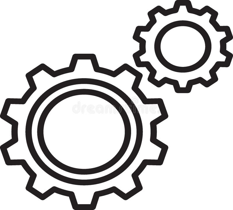 Icon Two Settings Two Gears Black and White Stock Illustration ...