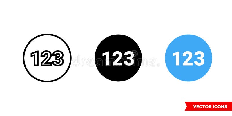 123 Icon of 3 Types Color, Black and White, Outline. Isolated Vector ...