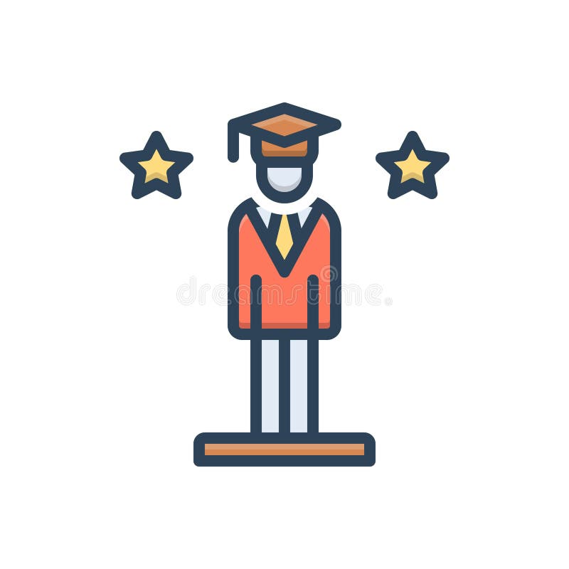 Color Illustration Icon for Undergraduate, Bachelor and Student Stock ...