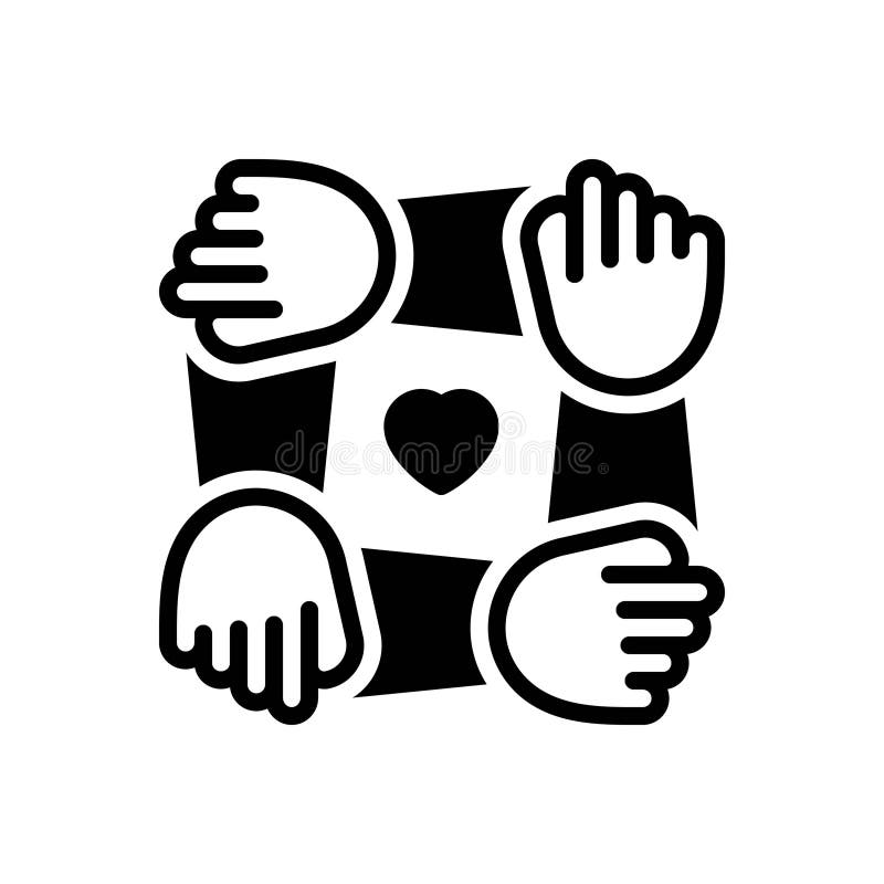 Black Solid Icon for Unity, Unification and Team Stock Vector ...