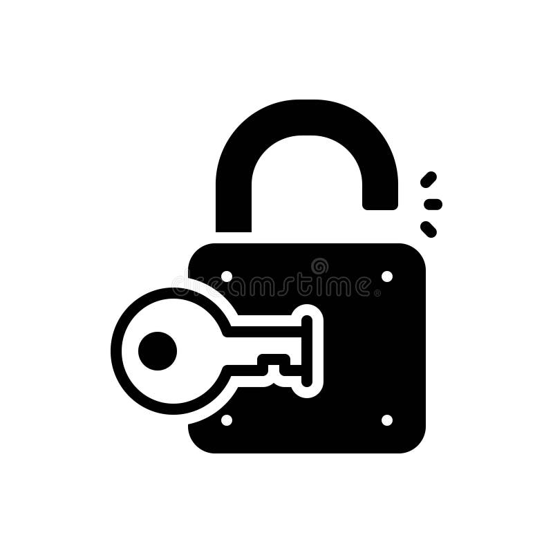 Black Solid Icon for Unlock, Unwind and Unlatch Stock Vector ...