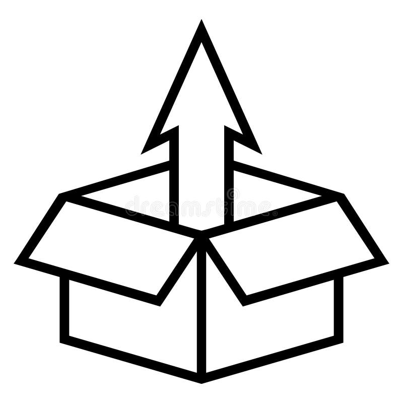 Icon Unpacking Box Delivered Parcel, Unboxing Gift, Box Arrow Up Stock ...