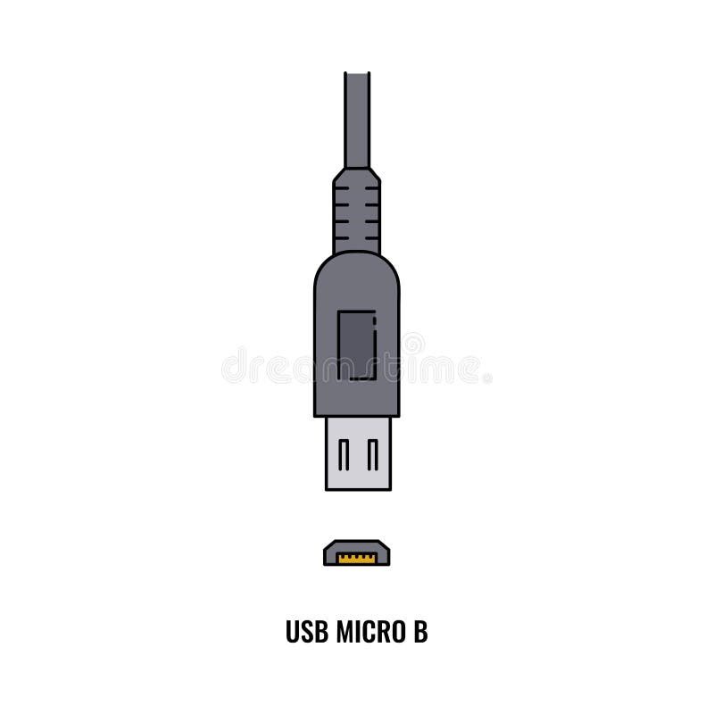 Icon of USB Micro B Computer Port Cartoon Vector Illustration Isolated ...