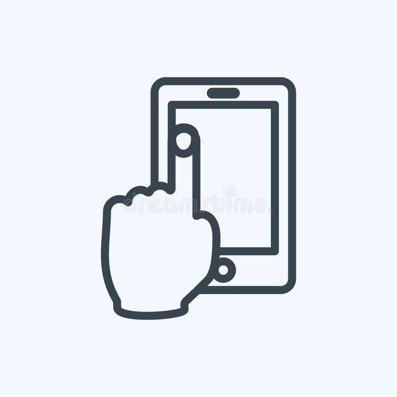 Icon Using Cell Phone. Suitable for Hand Actions Symbol. Line Style ...
