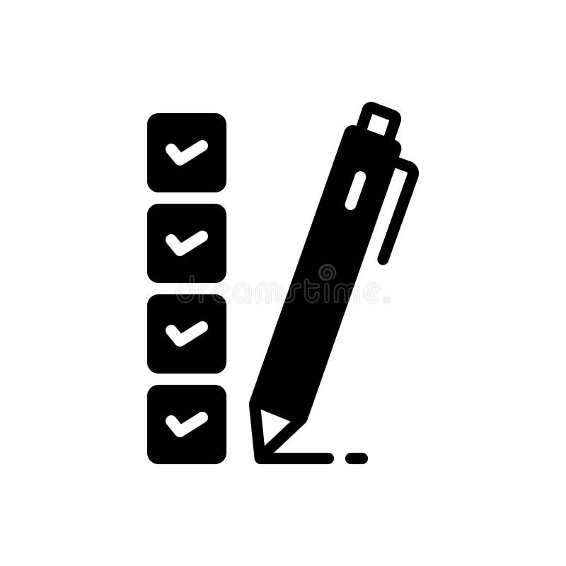 Black Solid Icon for Validation, Signature and Sign Stock Vector ...