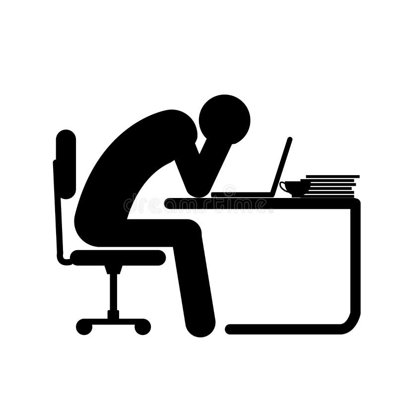 Businessman Be Sleepy at Work Desk in Office Thinking To Hot Coffee ...