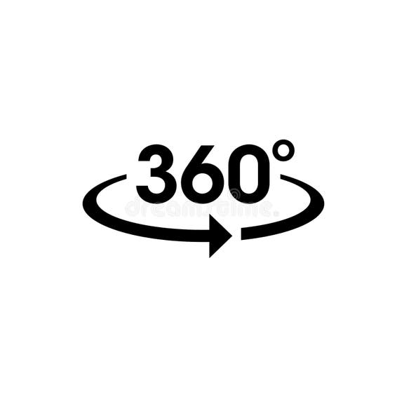 Icon Vector of 360-degree App for 360-area View and Circular Arrows ...
