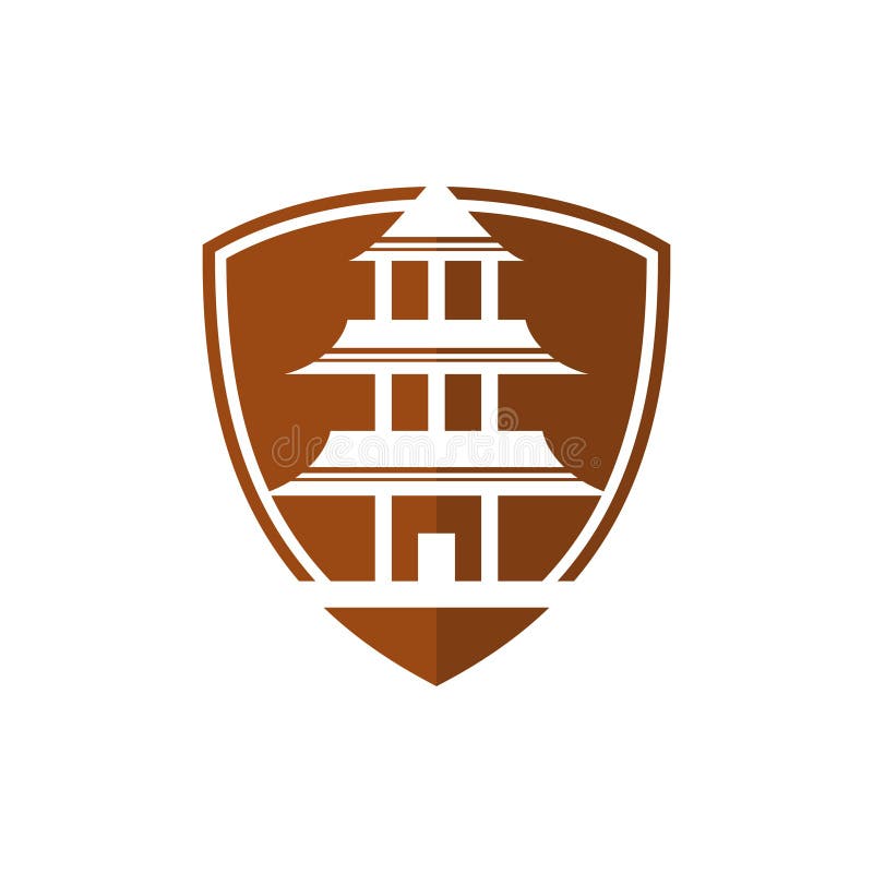 Icon Vector Graphic of Shield Pagoda, Simple Castle Temple Logo Icon ...