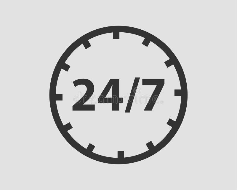 24/7 Icon Vector. 24 Hour Service Clock Stock Vector - Illustration of ...