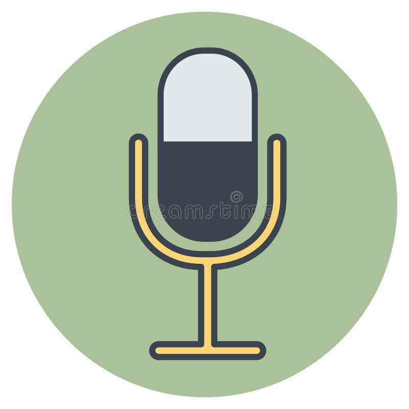 Icon Vector of Mic - Lineal Color Style Stock Vector - Illustration of ...