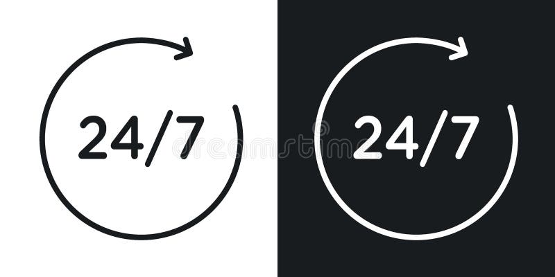 24 7 Icon Vector Set on White Background Stock Illustration ...
