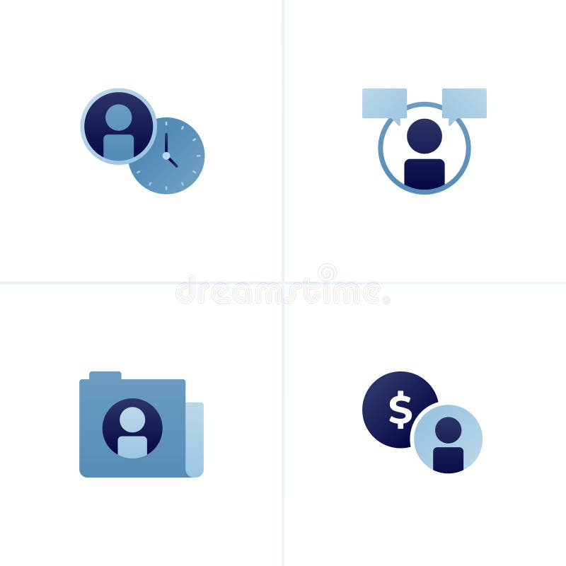 Icon Vector of User Profile Avatar and Clock, Conversations or Helpdesk ...