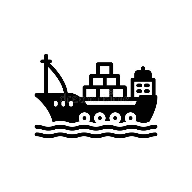 Black Solid Icon for Vessels, Ship and Transport Stock Vector ...