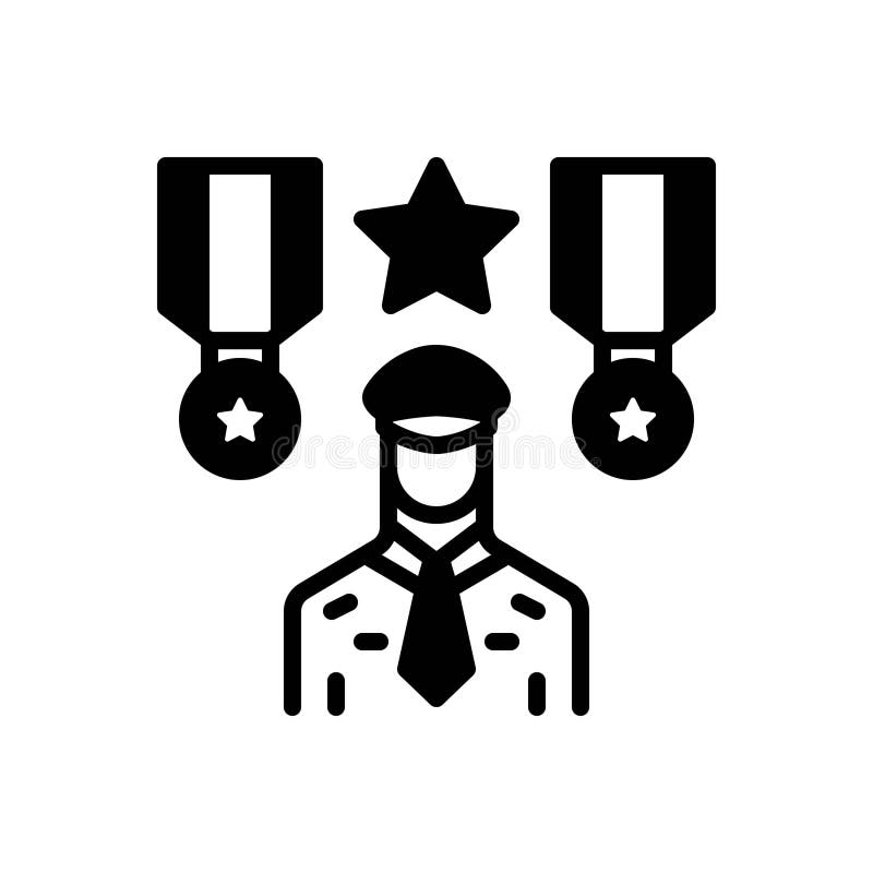 Black Solid Icon for Veterans, Military and Captain Stock Vector ...