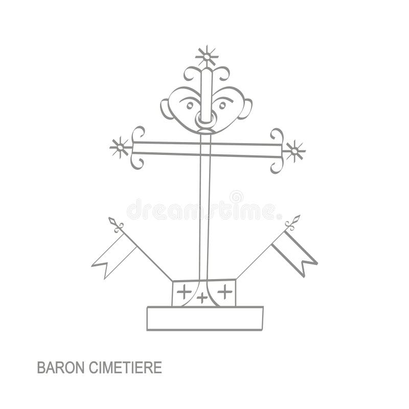 Icon with Veve Vodoo Symbol Baron Cimetiere Stock Vector - Illustration ...