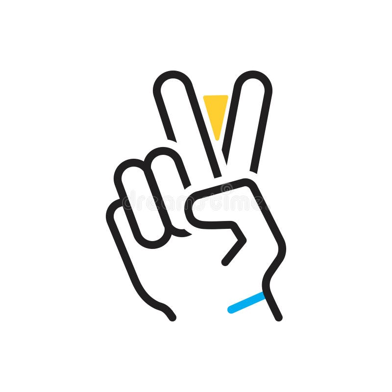 Multi Color Icon for Victory, Hand Showing and Peace Stock Illustration ...