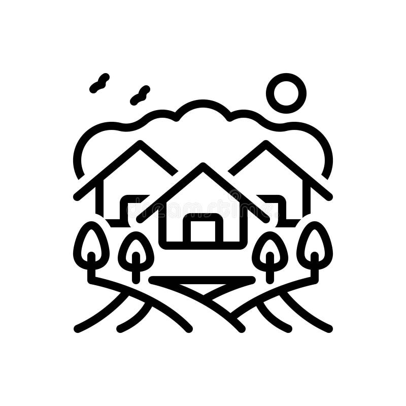 Mix Icon for Villages, Pueblo and Landscape Stock Vector - Illustration ...