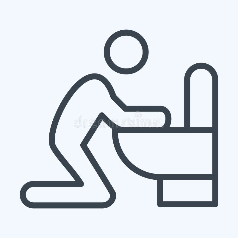 Icon Vomiting. Suitable for Flu Symbol. Line Style. Simple Design ...