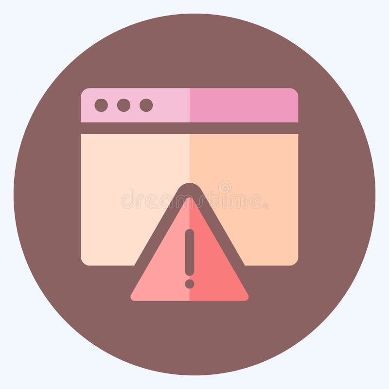 Icon Warning on Browser. Suitable for User Interface Symbol. Flat Style ...