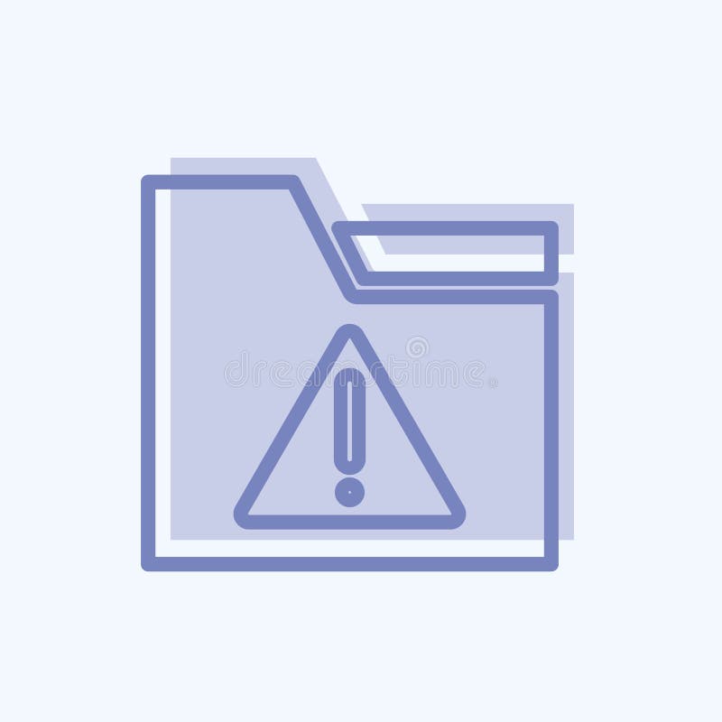 Icon Warning on Folder. Suitable for User Interface Symbol. Two Tone ...