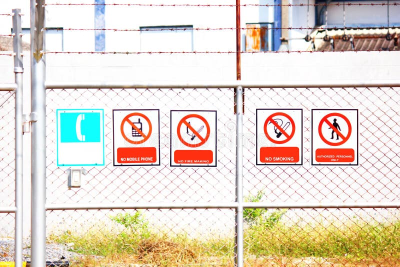 Icon Warning Sign on Square White Board before Working in Factory with ...