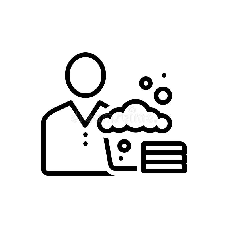 Black Line Icon for Washer, Laundry and Washerman Stock Vector ...