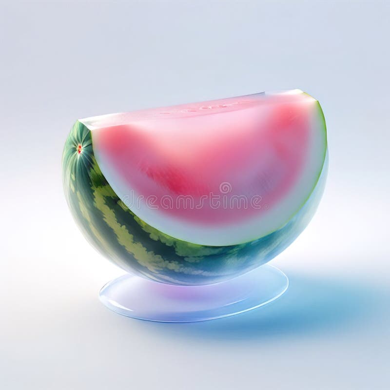 Icon of Watermelon, Glossy Glass Style Illustration Stock Illustration ...