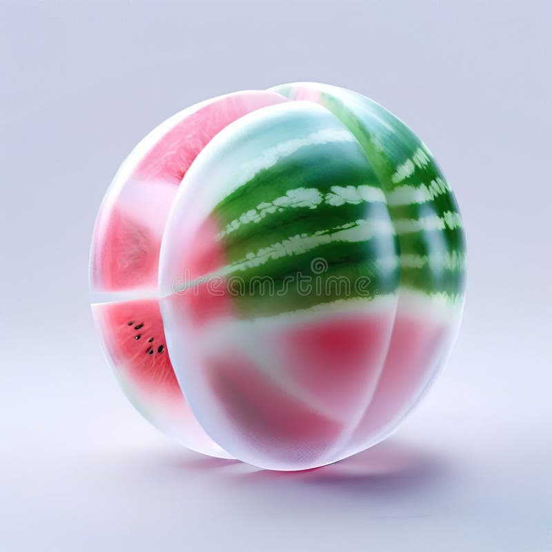 Icon of Watermelon, Glossy Glass Style Illustration Stock Illustration ...