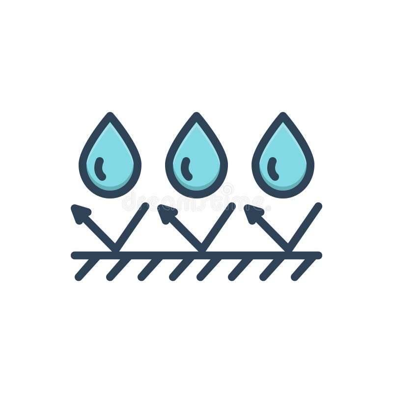 Color Illustration Icon for Waterproof, Water Repellent and Resistant ...