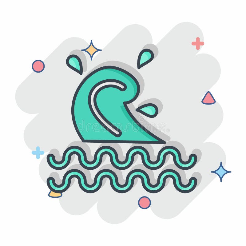 Icon Wave. Related To Hawaii Symbol. Comic Style. Simple Design ...