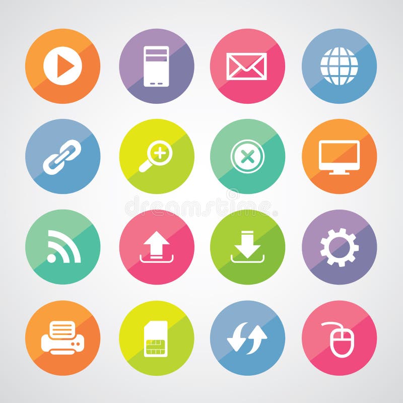 Global Web Flat Icon Set EPS10 File. Stock Vector - Illustration of ...