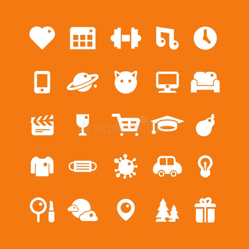 Icon Web. Social Network Interface App. White Icons for Internet Stock ...